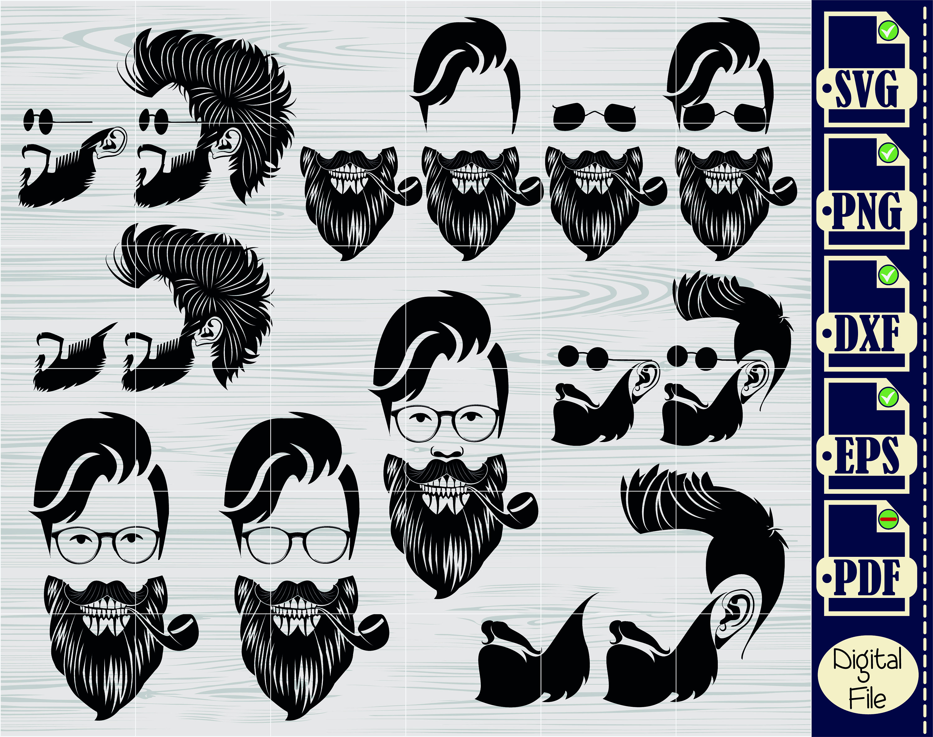 Beard Man SVG Bundle Beard Face SVG Beard Face Clipart Cut - Etsy