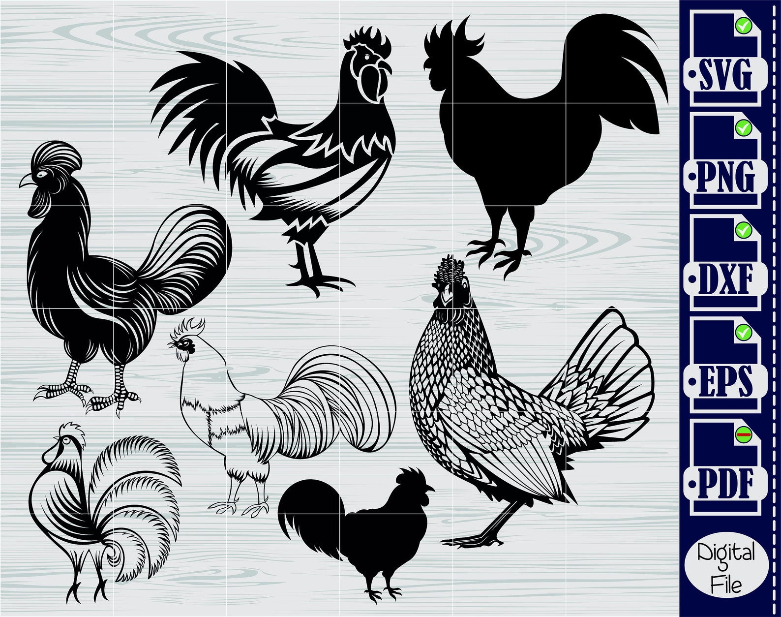 Rooster SVG Rooster SVG Bundle Rooster Clipart Rooster Cut - Etsy