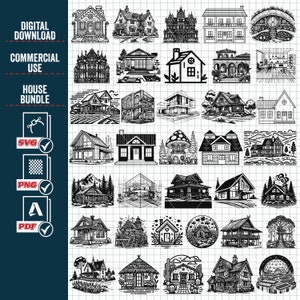 HOUSE SVG Png Bundle,2, House Silhouette Svg, House Vector Svg, Home ...