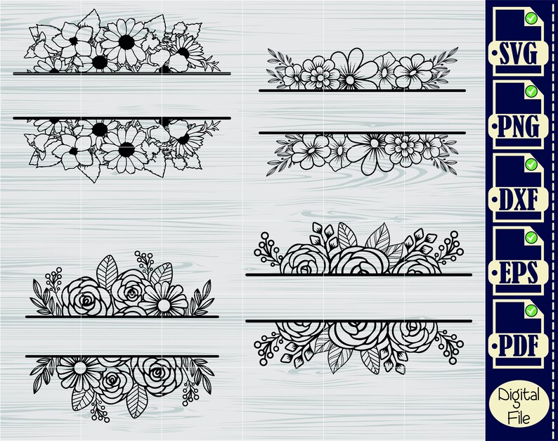 Floral Frame Monogram SVG, Flower Border Cut File (digital Download) - Etsy