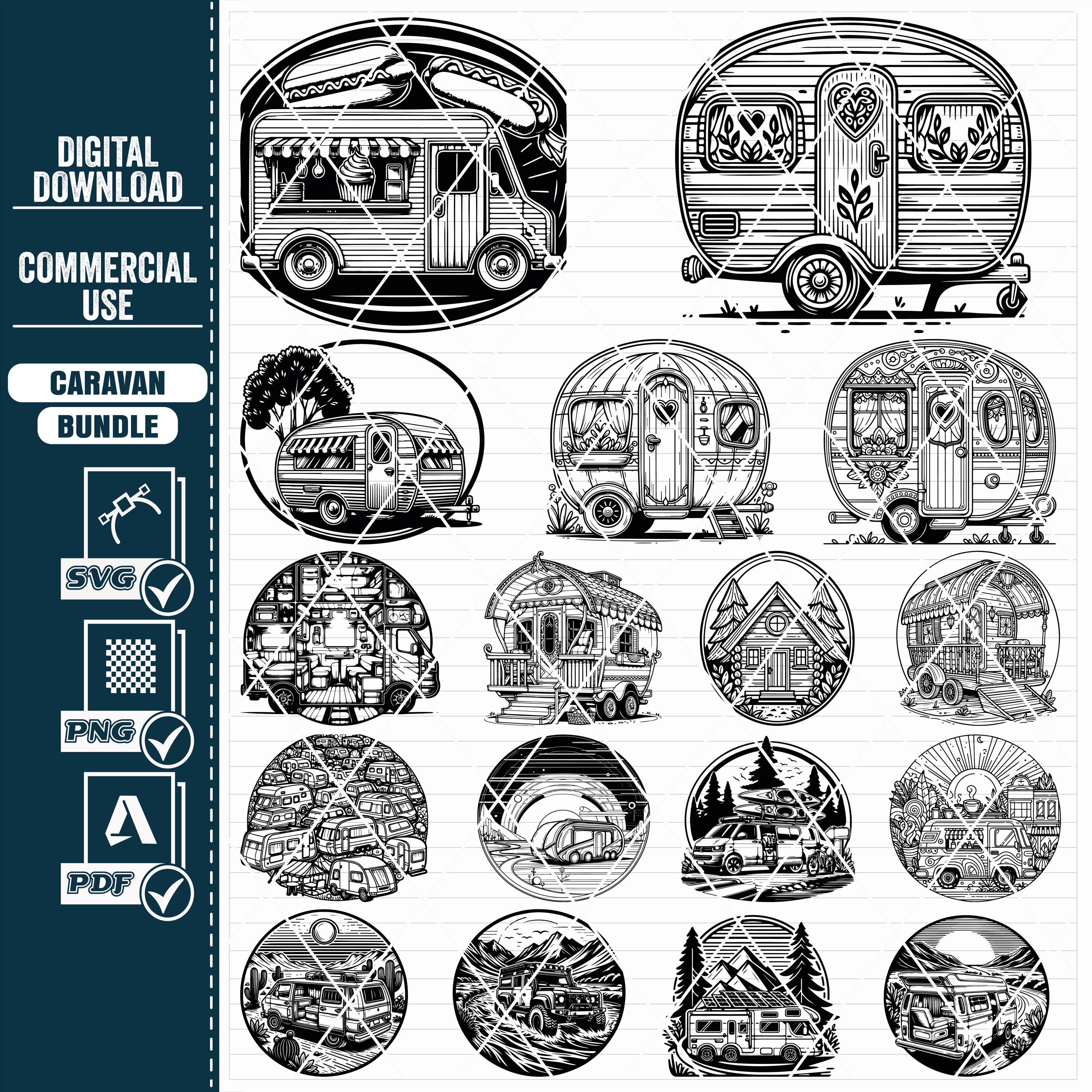 CARAVAN SVG Bundle, Happy Camper Svg, Camper Svg, Car Svg, Camping Svg ...