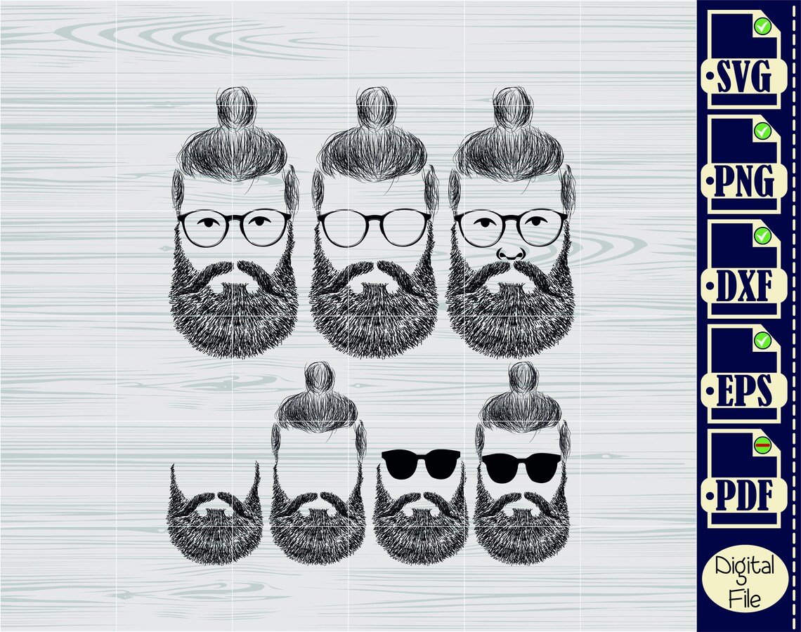 Beard Man SVG Bundle Beard Face SVG Beard Face Clipart Cut - Etsy