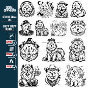 Chow Chow SVG PNG Bundle, Chow Chow Clipart, Chow Chow Dog Theme Vector ...
