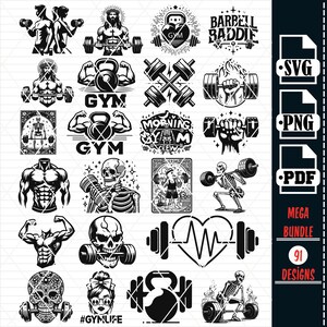 Gym SVG Mega Bundle, Fitness Clipart, Cut Files (svg, Png, Pdf) - Etsy