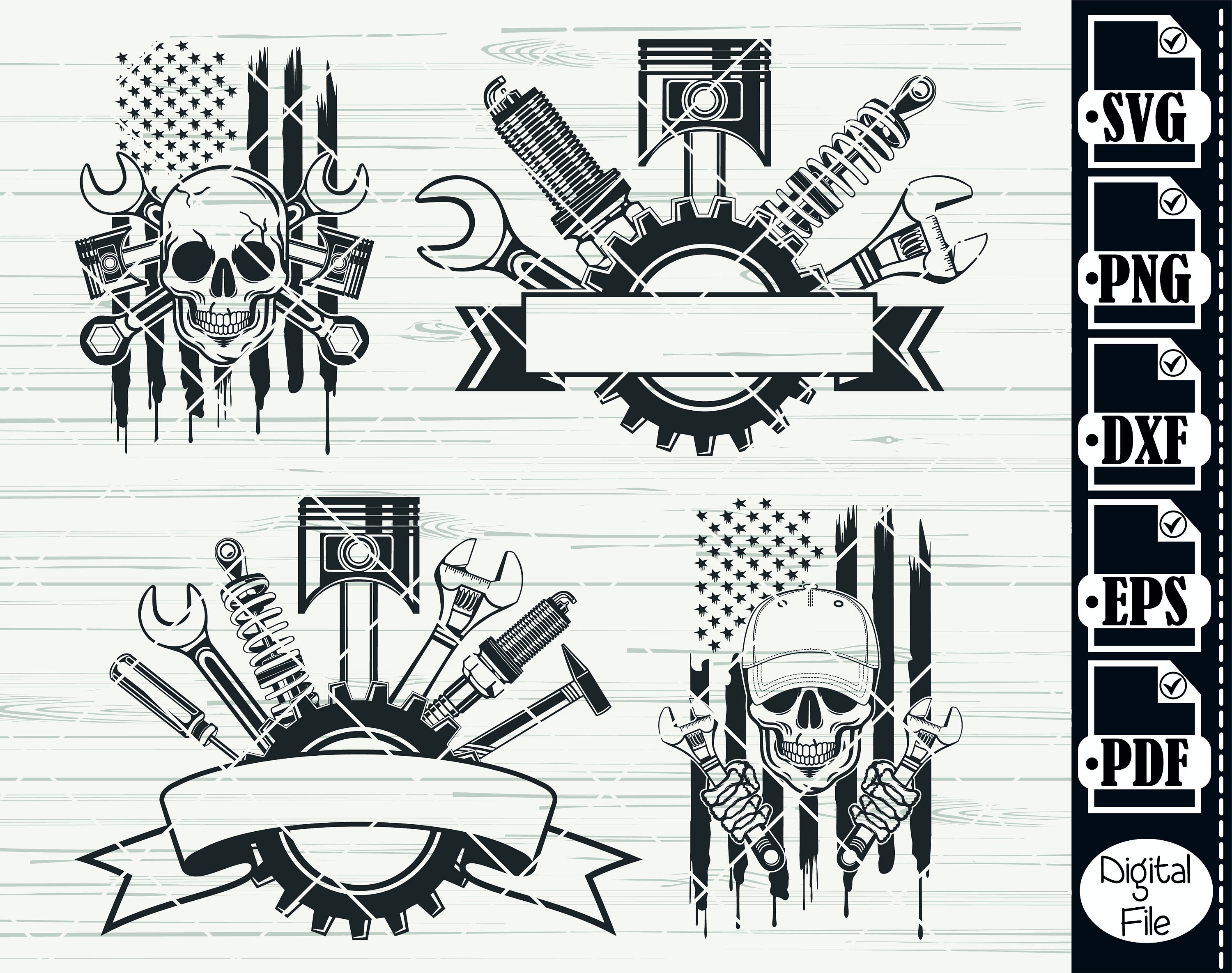 Mechanic Skull SVG, Repair Tools Clipart (svg, Png, Dxf, Eps, Pdf) - Etsy