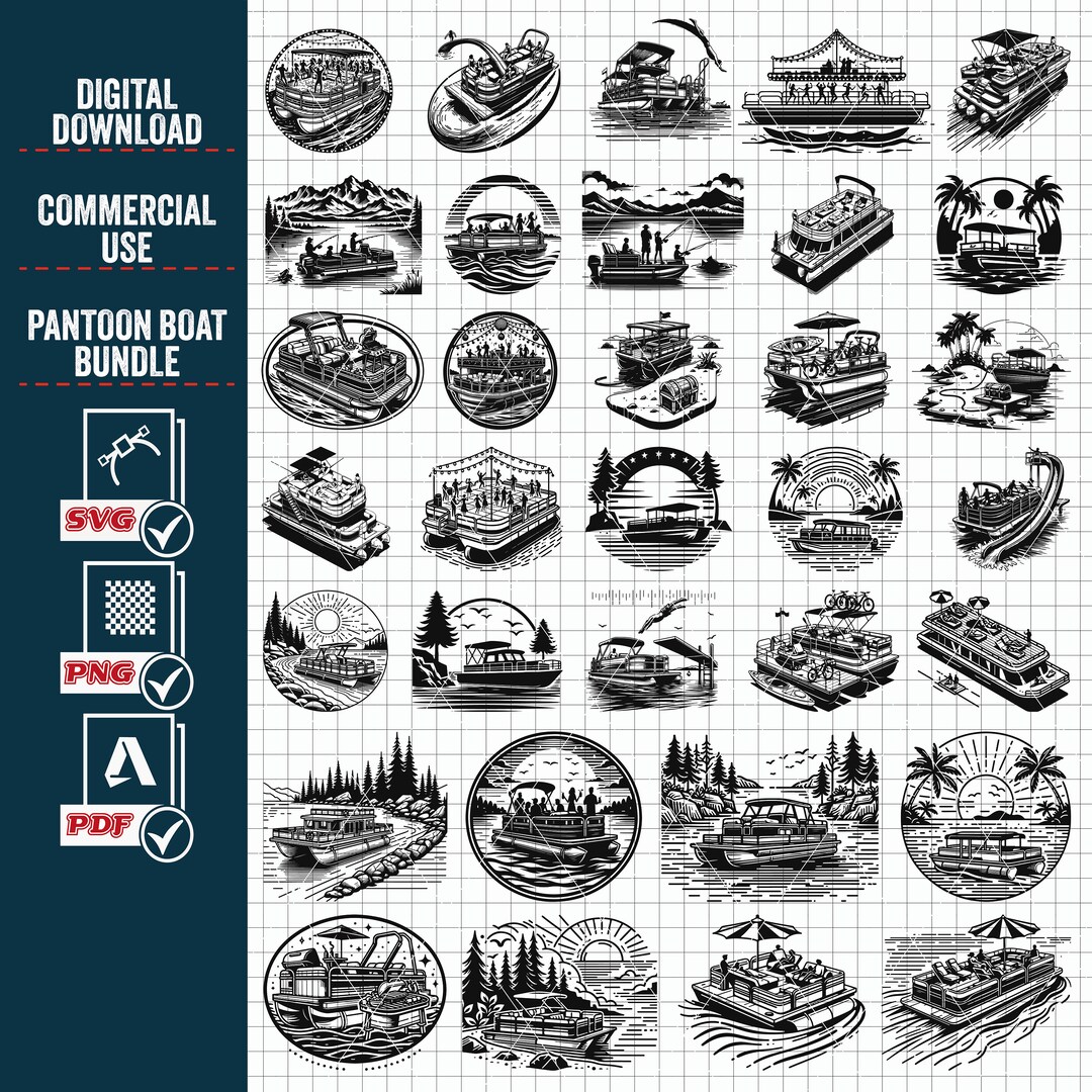 Pontoon Boat SVG Bundle, River Boat Clipart (digital Download) - Etsy