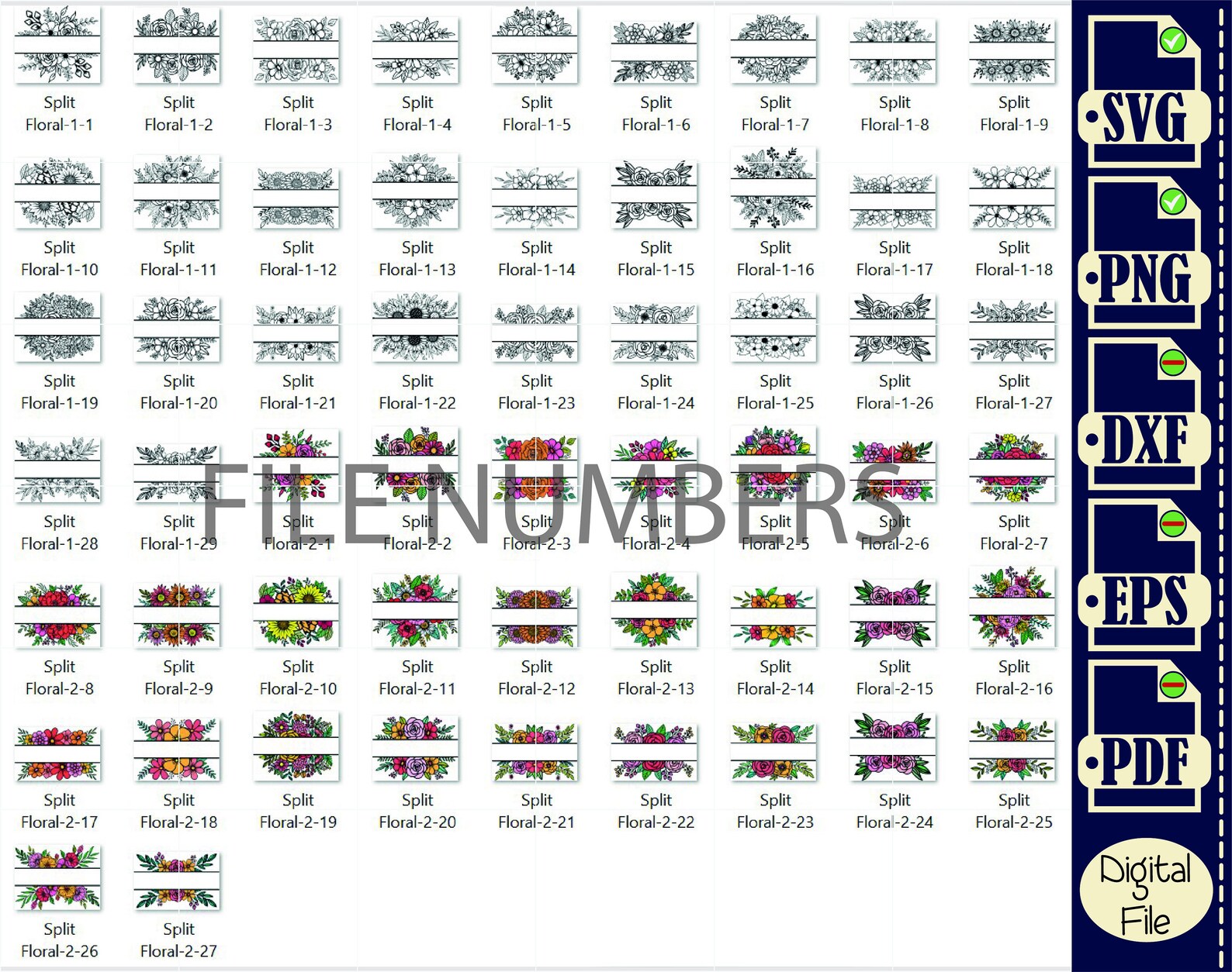 Split Floral Frame SVG1 Floral Border SVG Flower Monogram - Etsy