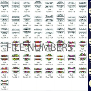 Split Floral Frame SVG,#1, Floral Border SVG, Flower Monogram, Wedding ...