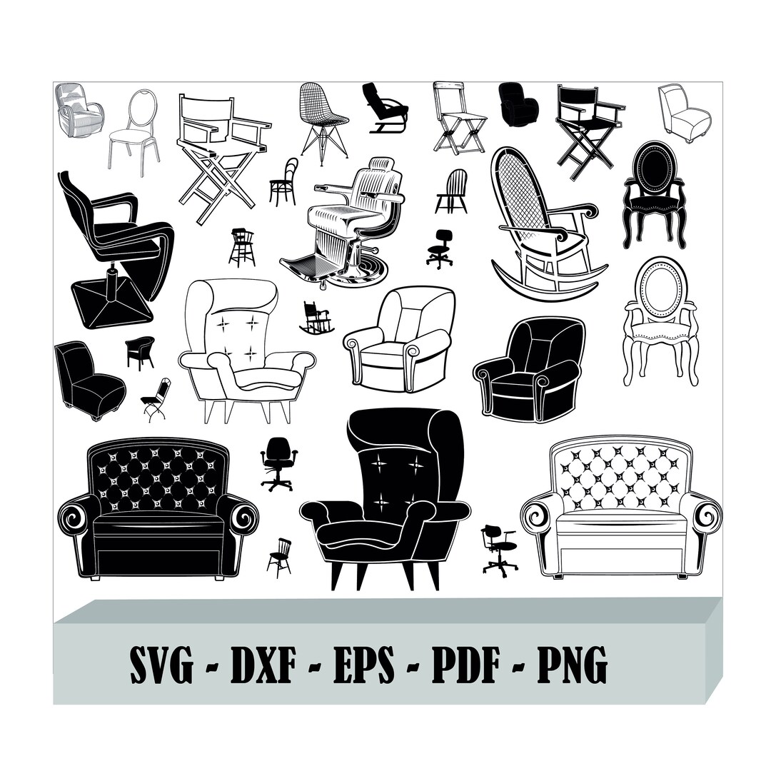 Chair SVG Bundle, Chair SVG, Chair Clipart, Cut Files for Silhouette ...