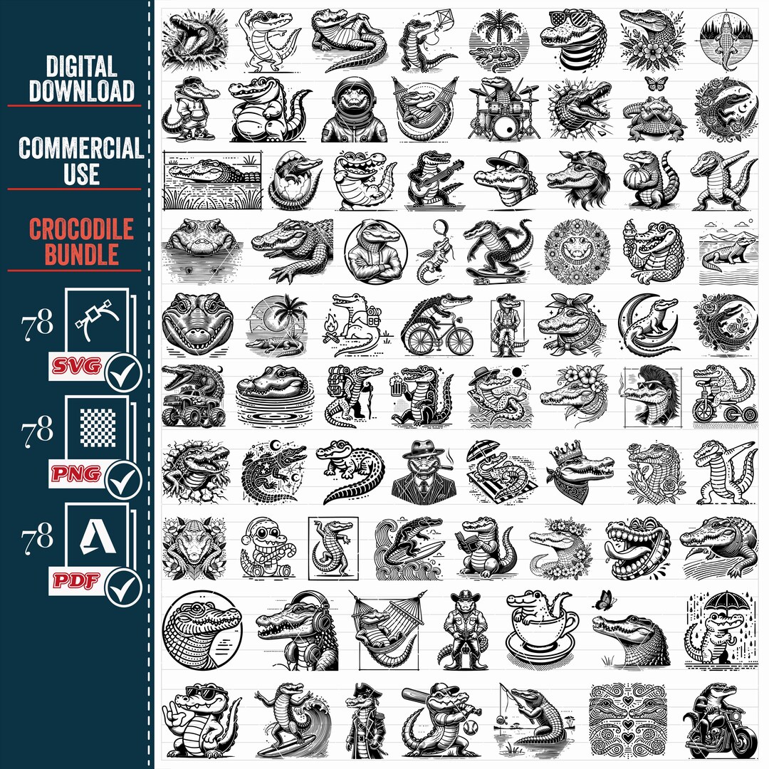 Crocodile SVG PNG Bundle, Alligator Svg, Crocodile Clipart,crocodile ...