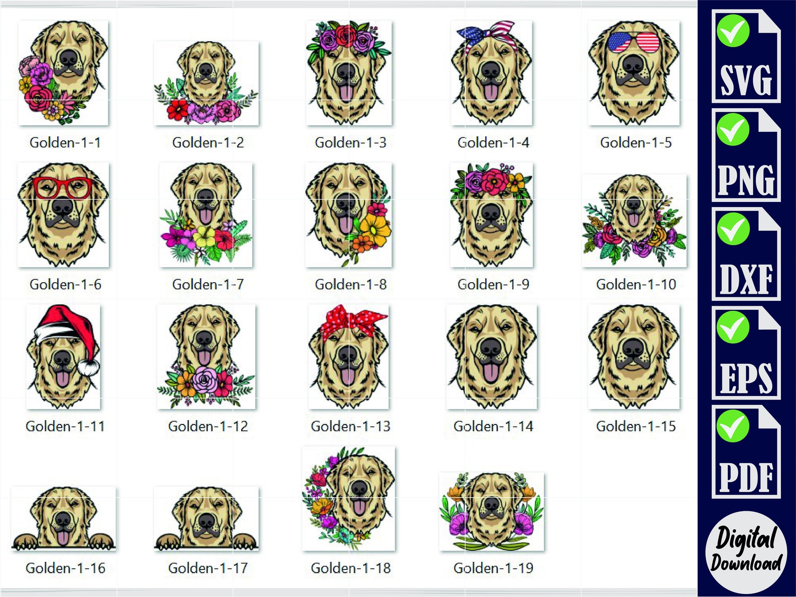 Golden Retriever SVG 2 Golden Svg Dog Svg Files for Cricut - Etsy