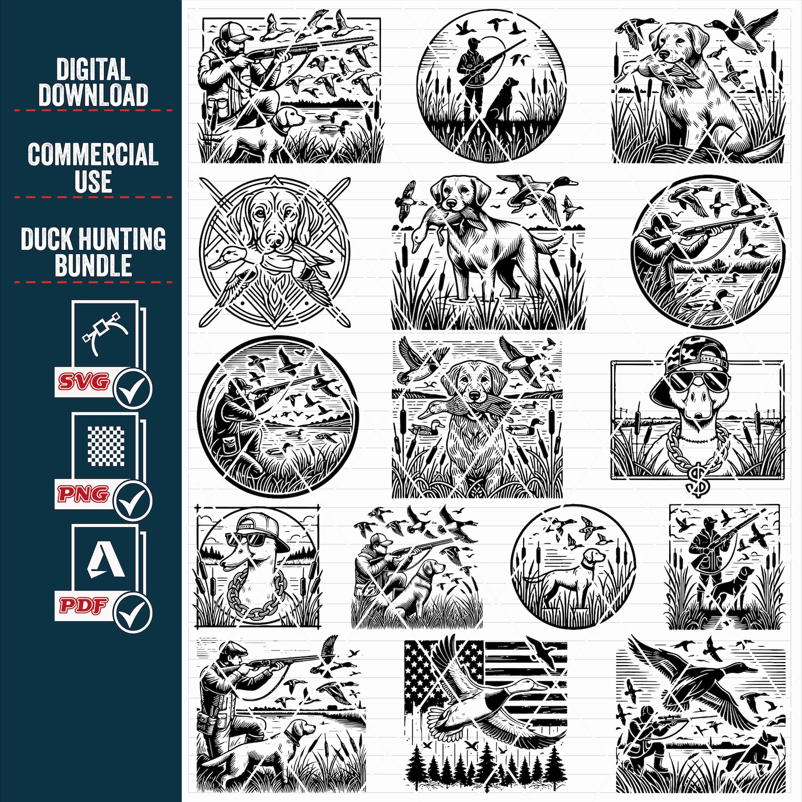 Duck Hunting SVG PNG Bundle, Outdoor Scene Cut Files (digital Download ...