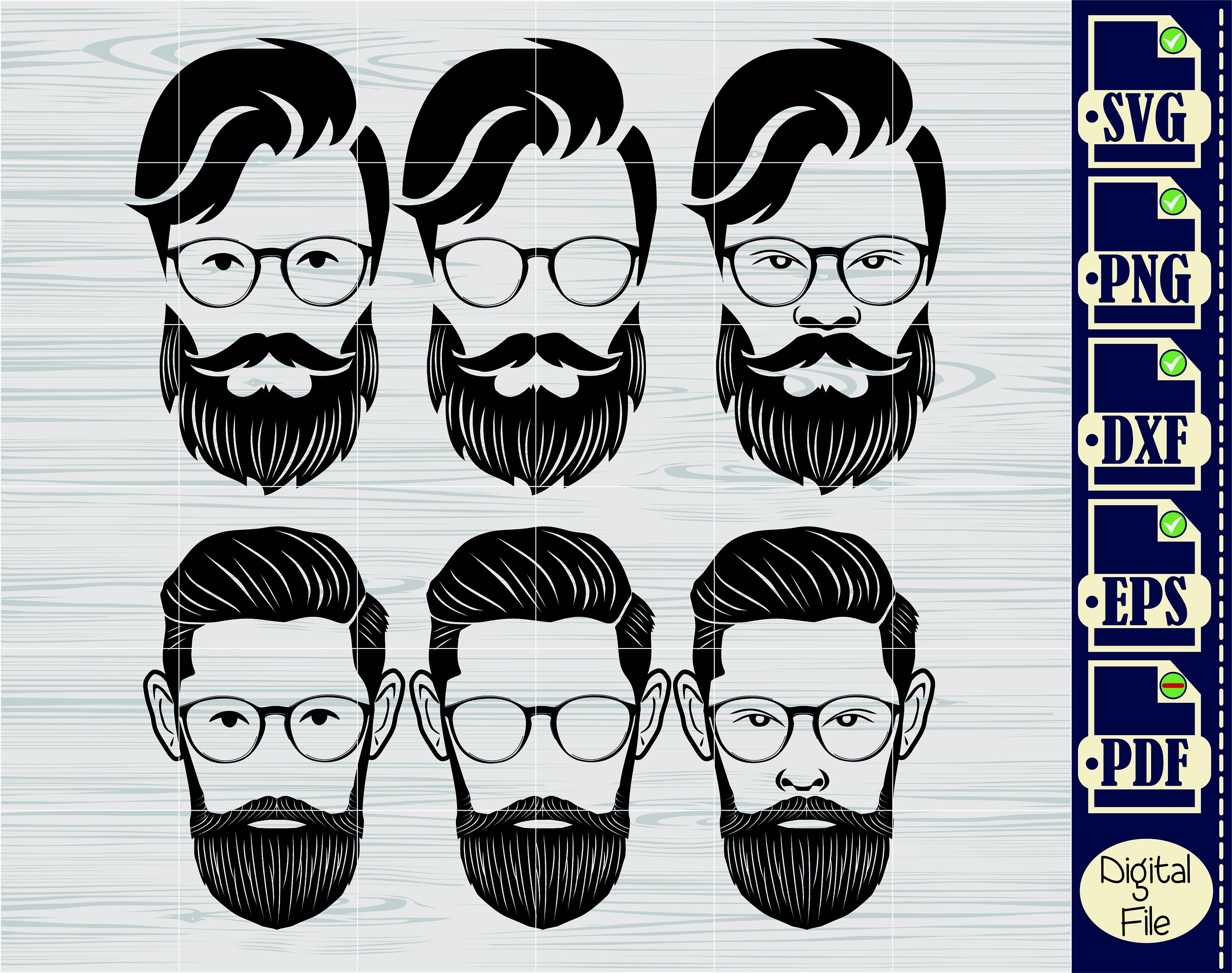 Beard Man SVG Bundle Beard Face SVG Beard Face Clipart Cut - Etsy