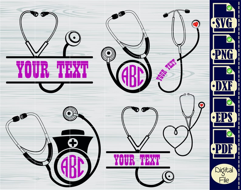 Stethoscope SVG 3 Stethoscope Split Monogram SVG Bundle - Etsy