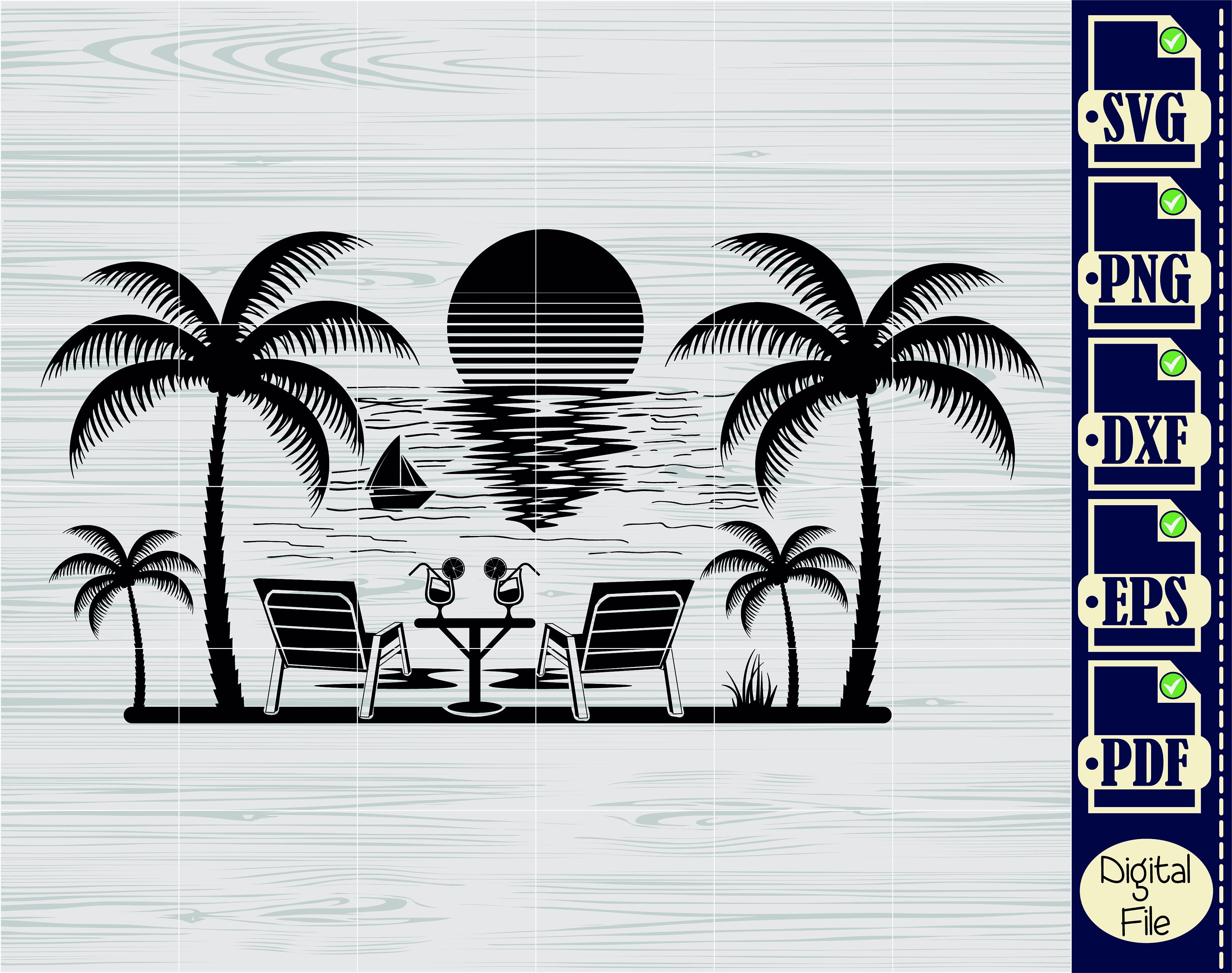 Sunset Palm Tree SVG Bundle, Beach Clipart (digital Files) - Etsy