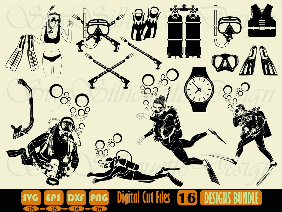 Scuba Diving SVG Bundle Snorkeling SVG Clipart Scuba Diving | Etsy