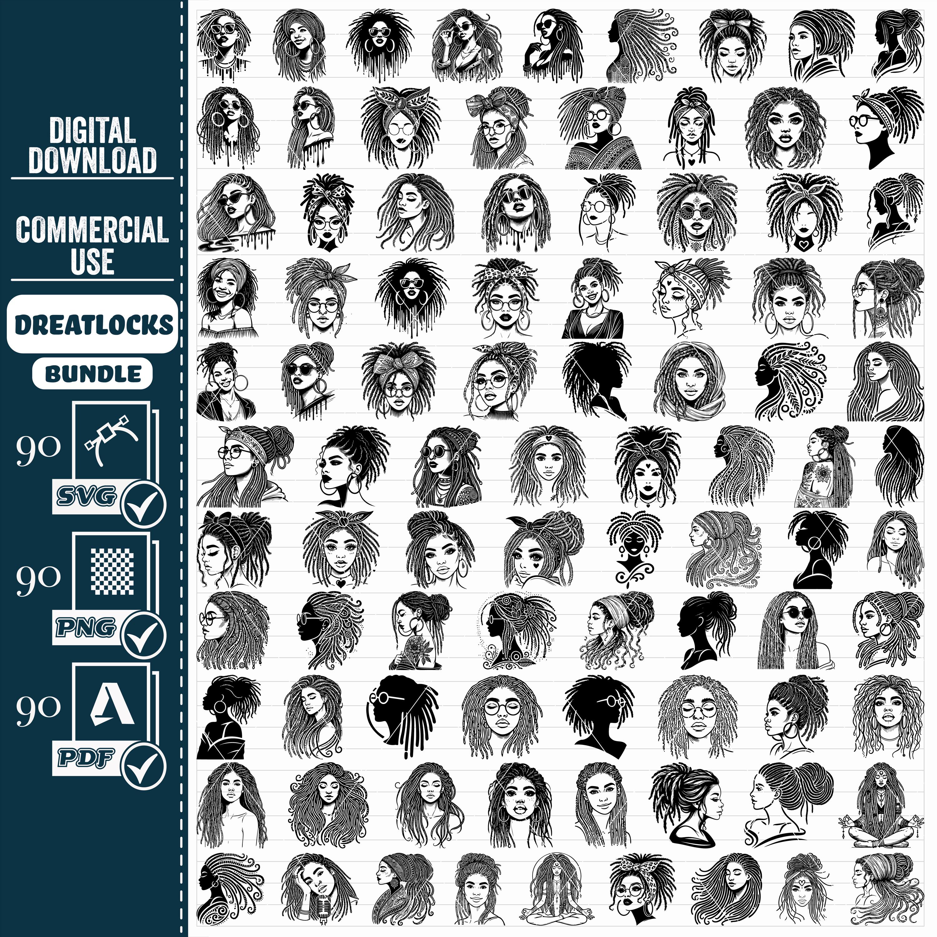 Dreadlocks Woman SVG Bundle, Natural Hair Clipart (digital Download) - Etsy