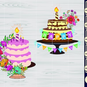 Birthday Cake SVG Clipart, Cut Files (svg, Png, Dxf, Pdf) - Etsy