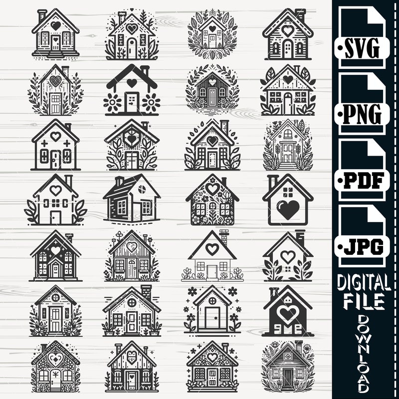 Little Houses Clipart - Etsy