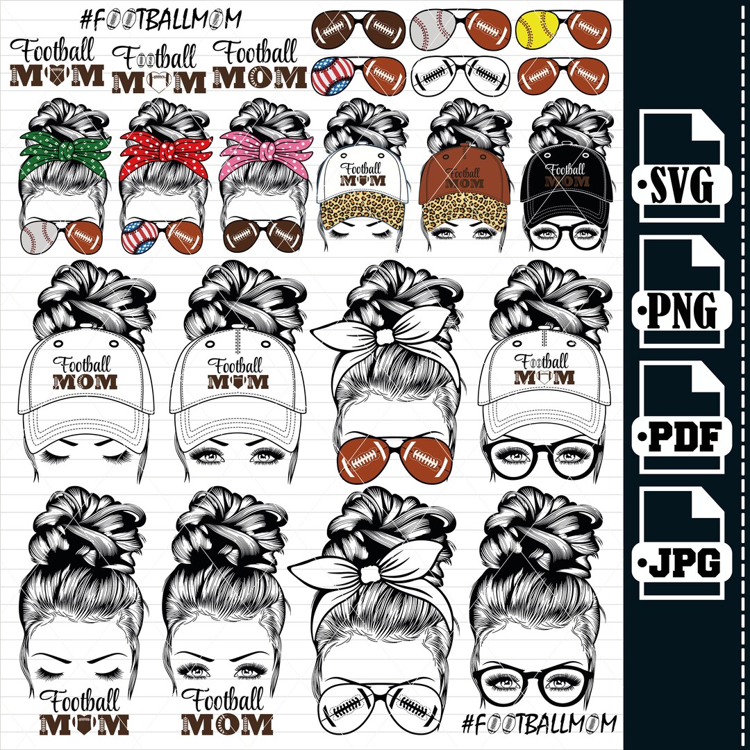 Football Mom Messy Bun (svg, Png, Pdf, Jpg), Graphic Design - Etsy