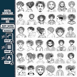 Boy With Dreadlocks Svg Bundle, Dreadlocks Silhouette Png, Dreadlocks ...