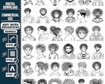 Dreadlocks Svg Bundle, Dreadlocks Silhouette Png, Boy With Dreadlocks ...