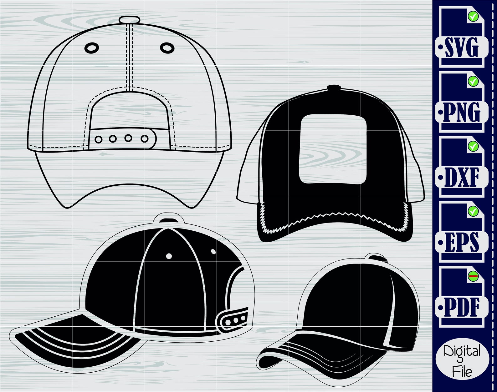 Baseball Cap SVG Bundle, Snapback Hat Cut Files (svg, Png, Dxf, Eps) - Etsy