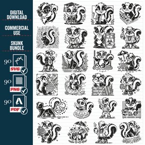 SKUNK SVG PNG Mega Bundle, Skunk Png, Baby Skunk Vector, Skunk Clipart ...