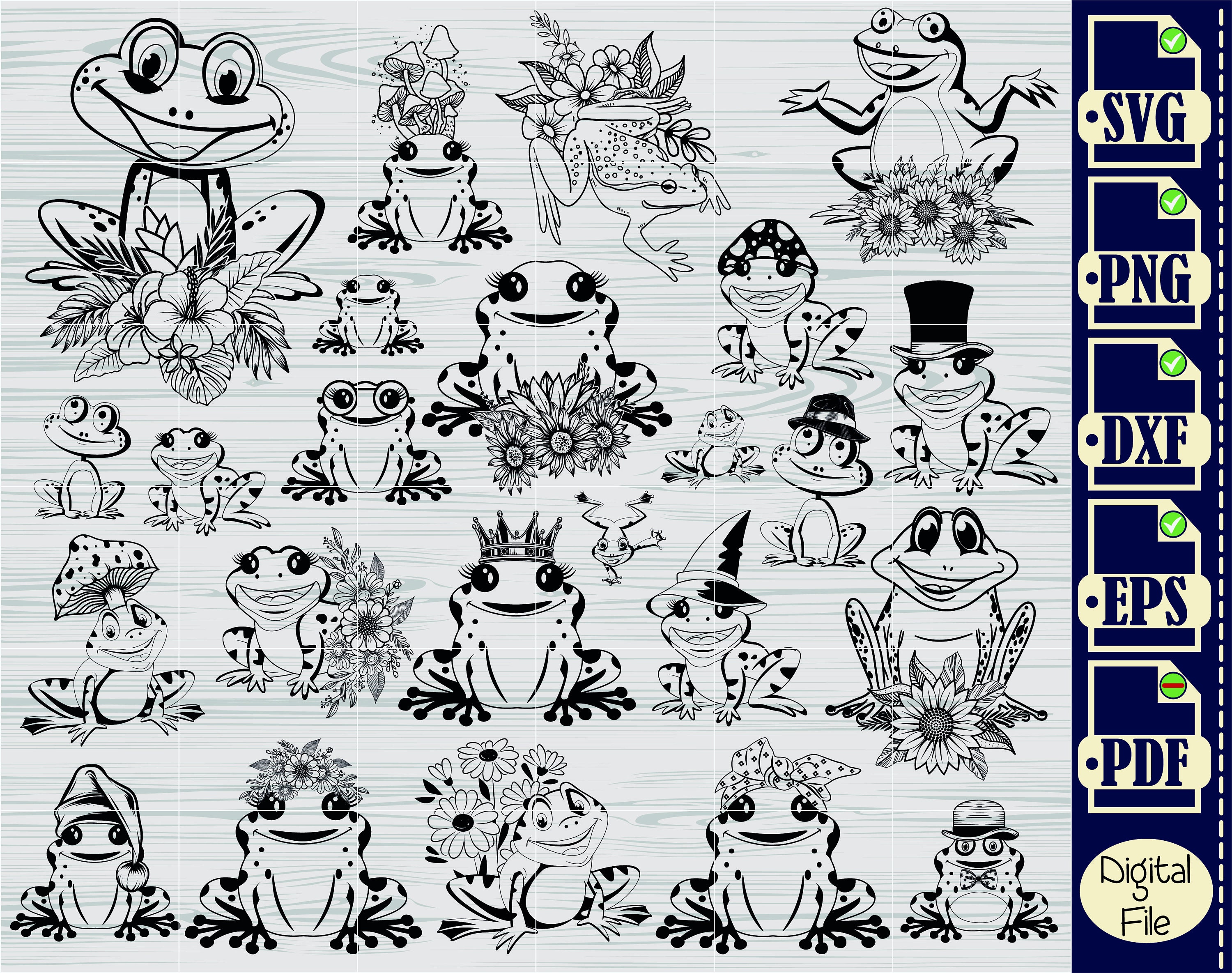 Cute Frog SVG 3 Floral Frog Svg Frog in Mushroom Hat Frog - Etsy