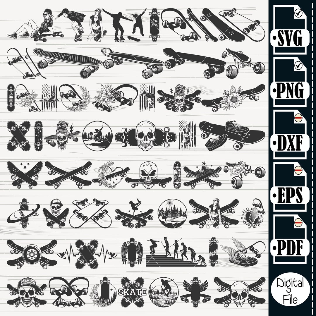 Skateboarding SVG, Floral Skateboard SVG, Skateboarding Clipart, Cut ...