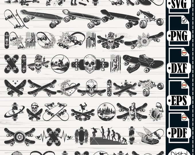 Skateboard Svg Png Bundle Cricut Skateboarder Skateboarding Svg Png Eps ...