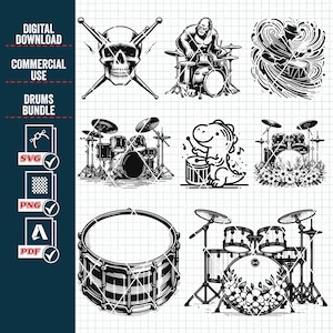 DRUMS SVG PNG Big Bundle, Drum Monogram, Music Clipart, Rock Svg File ...