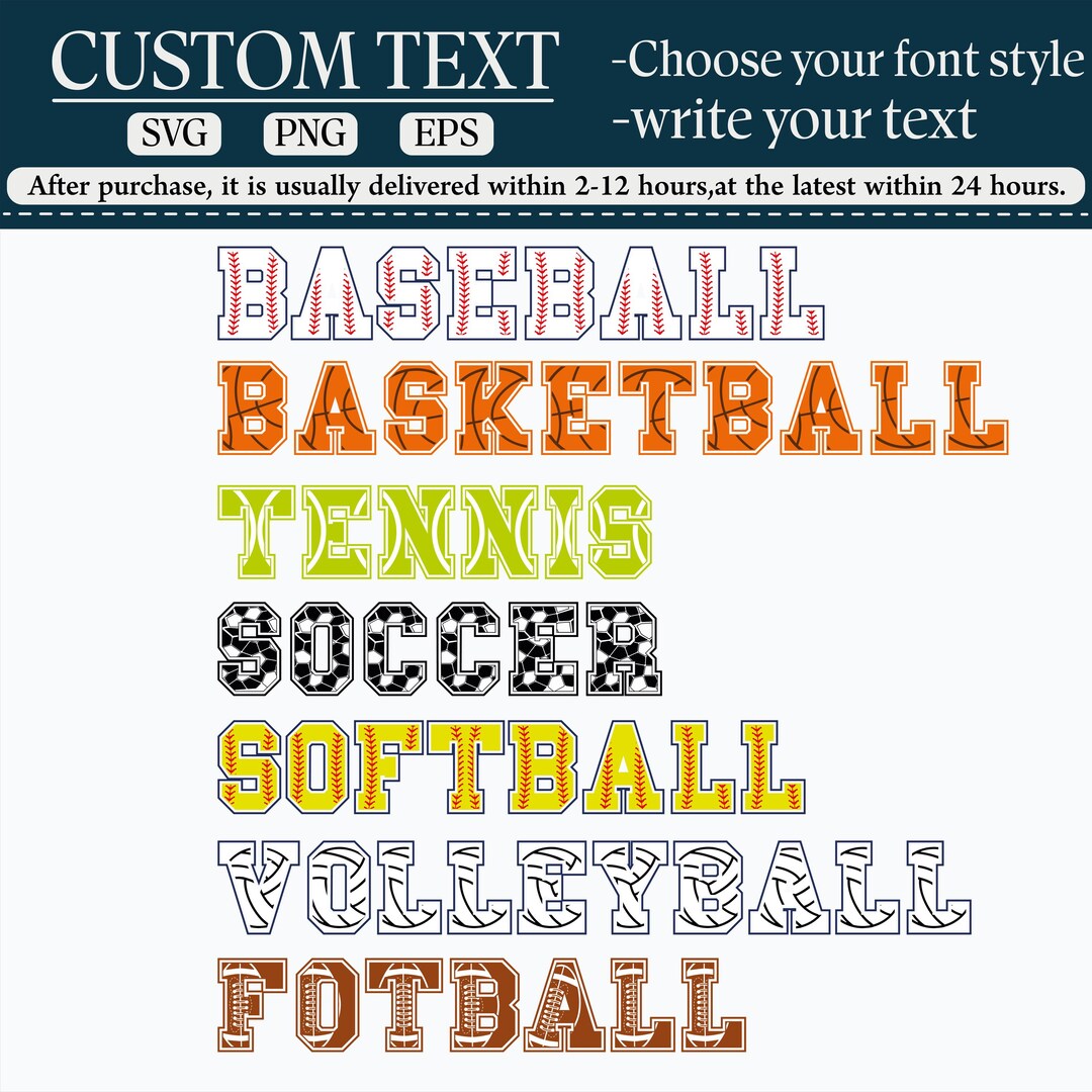CUSTOM Sports Font SVG PNG, Custom Sports Themed Alphabet Font ...