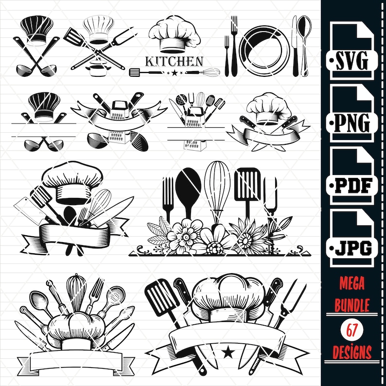Chef Logo SVG Mega Bundle, Cook Clipart (digital Files) - Etsy