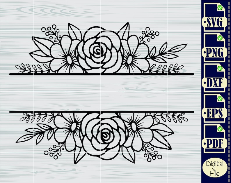 Floral Frame Monogram SVG, Flower Border Cut File (digital Download) - Etsy