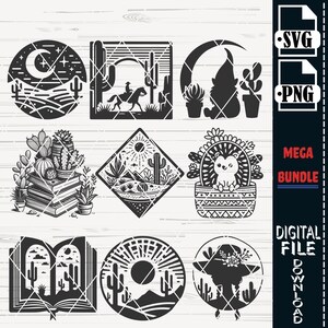 Cactus SVG MEGA Bundle, Cactus Scene Svg, Desert Landscape Svg Cut File ...