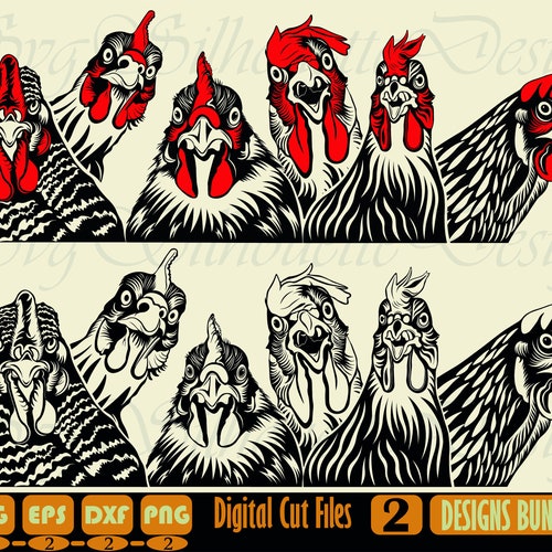 Chicken SVG Rooster Silhouette Dxf Peeking SVG for Cricut - Etsy Canada