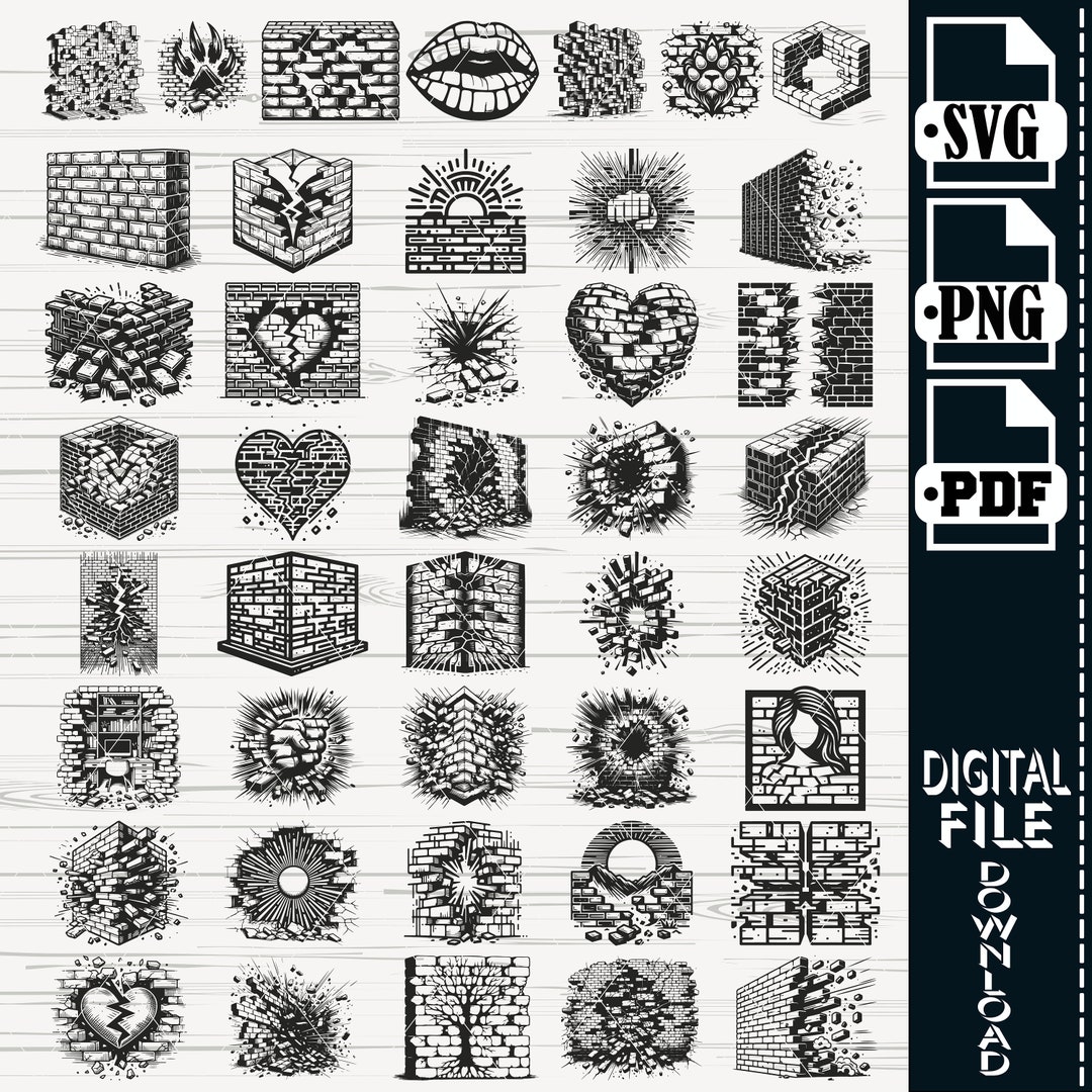 Brick Wall SVG, Brick Wall Svg, Bricks Svg, Brick Wall Clipart, Brick ...