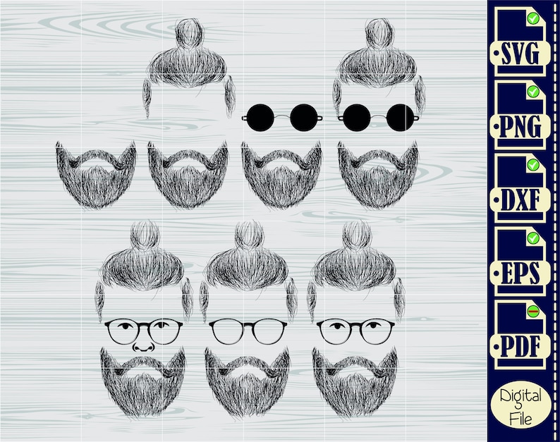 Beard Man SVG Bundle Beard Face SVG Beard Face Clipart Cut - Etsy