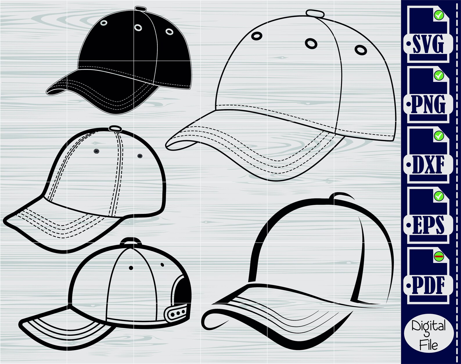 Baseball Cap SVG Bundle Baseball Cap SVG Clipart Cut Files - Etsy