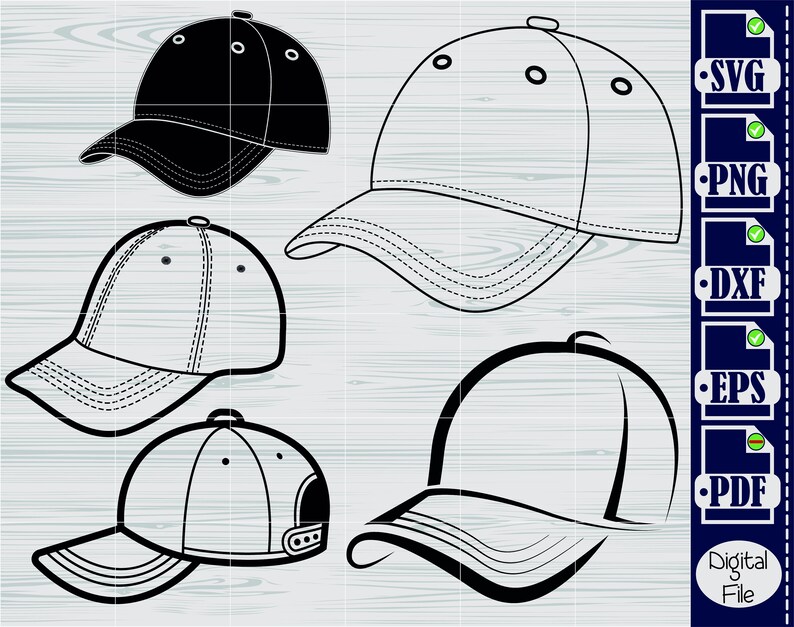 Baseball Cap SVG Bundle, Snapback Hat Cut Files (svg, Png, Dxf, Eps) - Etsy