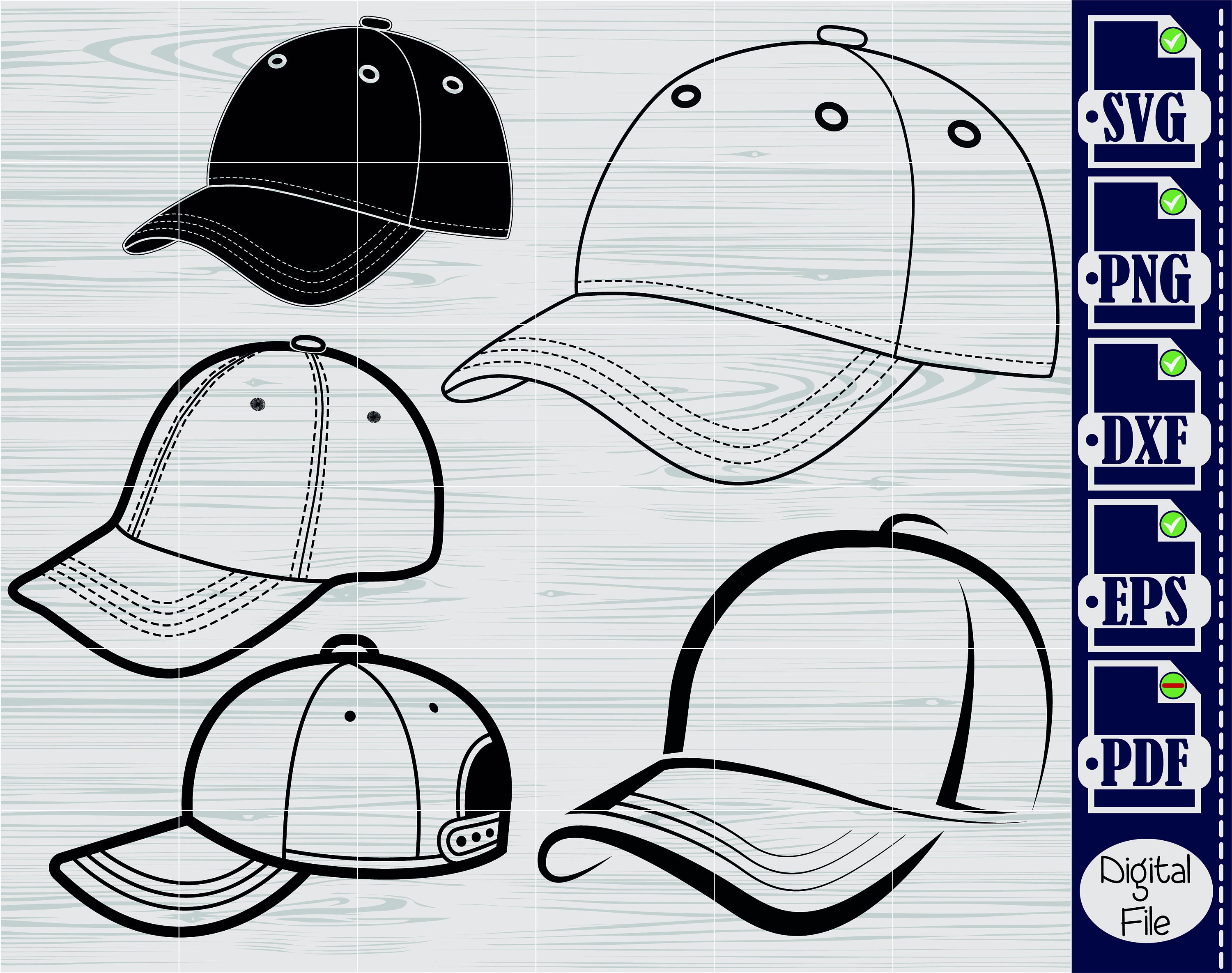 Baseball Cap SVG Bundle, Snapback Hat Cut Files (svg, Png, Dxf, Eps) - Etsy