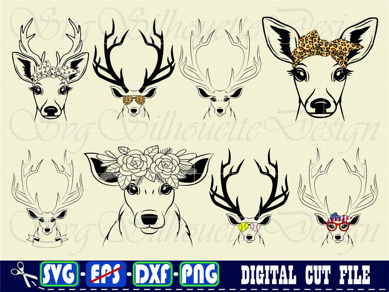 Deer Face SVG Bundle 1 Moose Svg Floral Deer Svg Deer With | Etsy