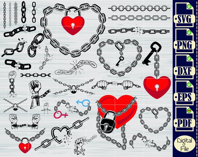 Chain SVG Files Chain Outline Cut Files Chain Silhouette SVG Vector ...