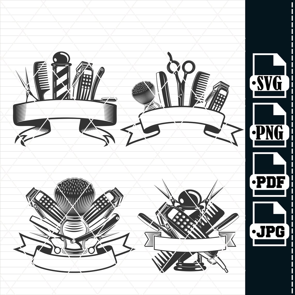 Barber SVG Bundle, Barbershop Clipart (digital Files) - Etsy