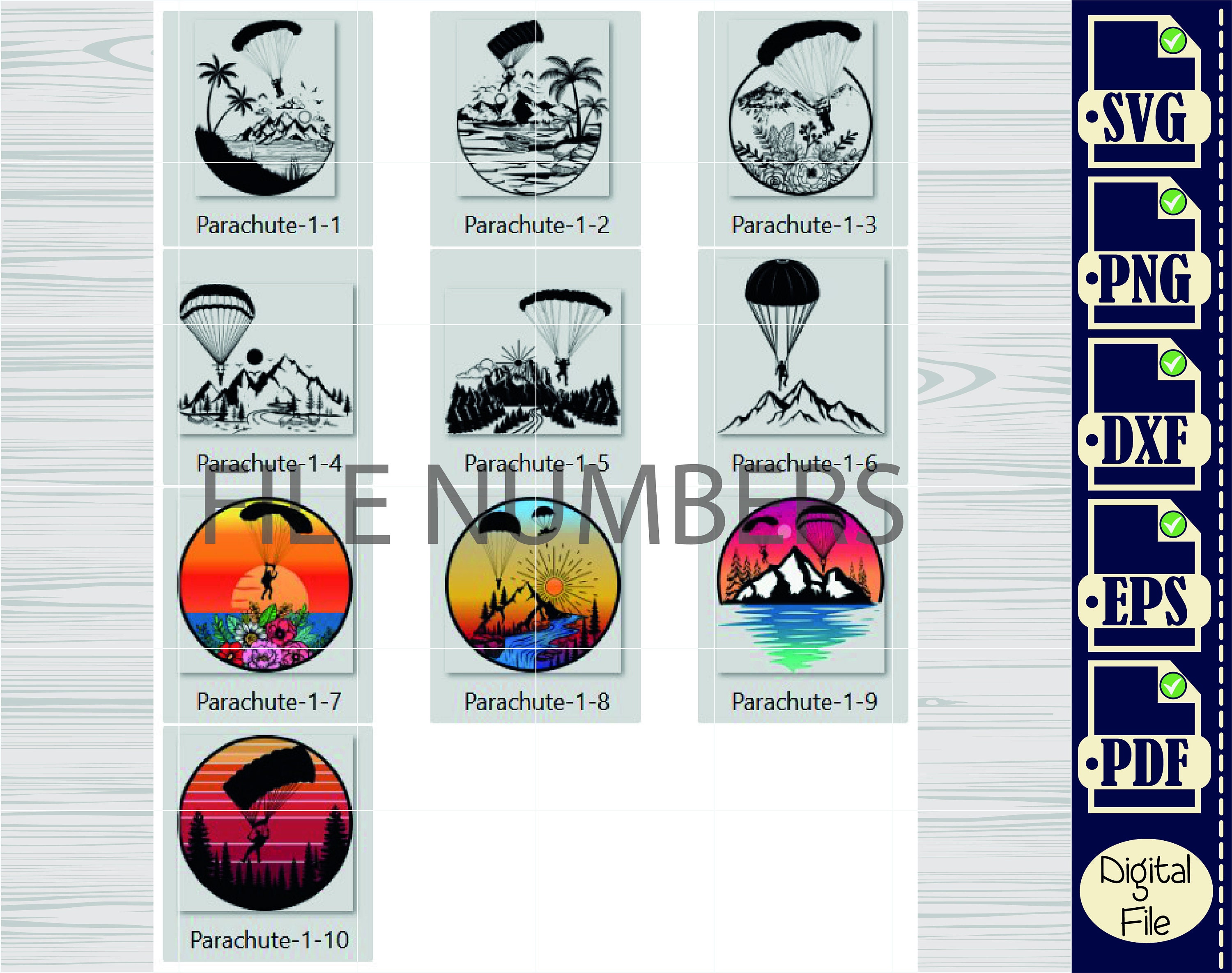 Parachute SVG Bundle, Sky Diving Clipart (digital Files) - Etsy