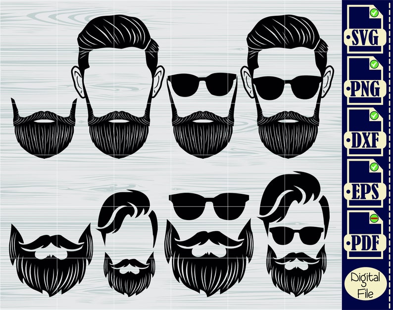 Beard Man SVG Bundle Beard Face SVG Beard Face Clipart Cut - Etsy