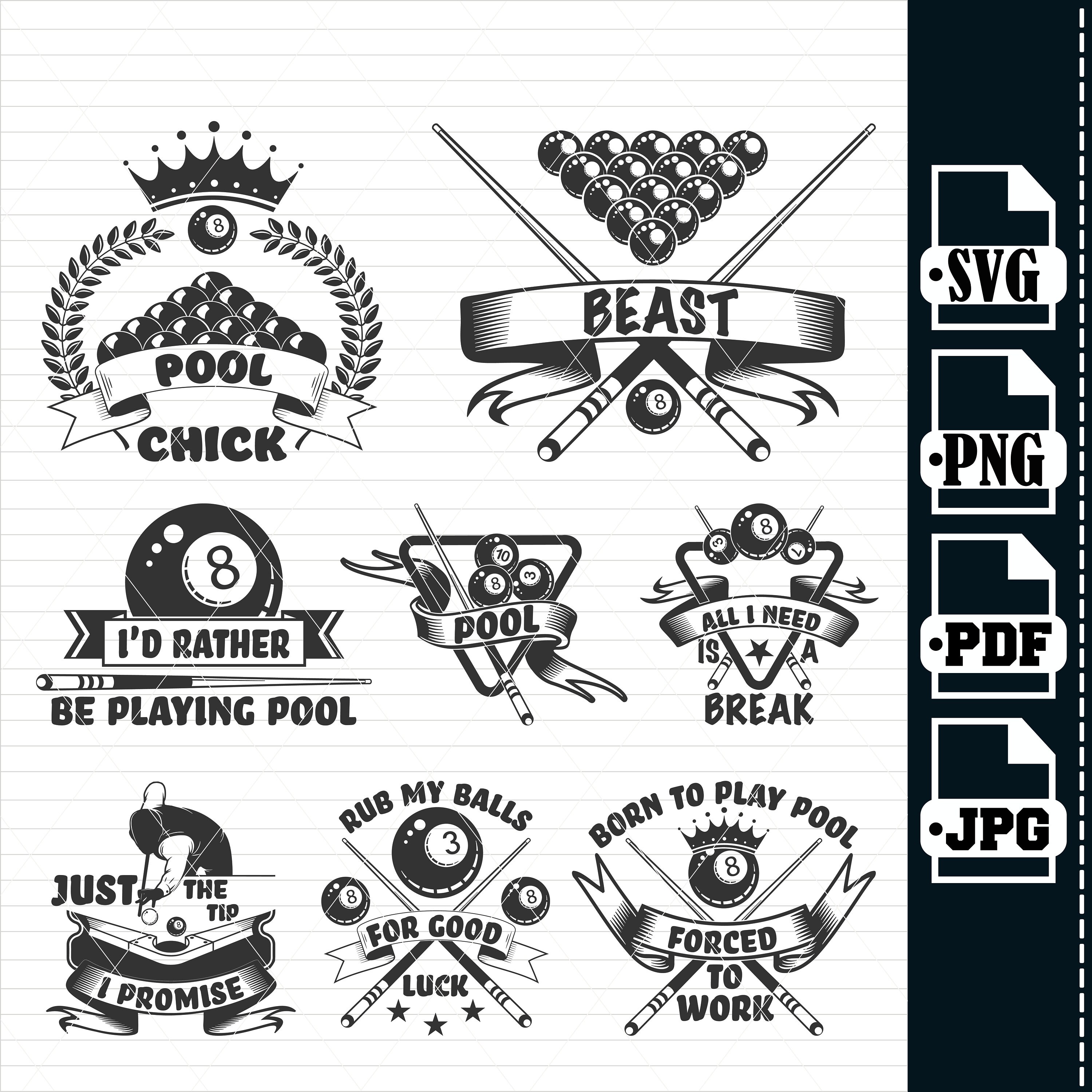 Billiards SVG Bundle, Pool Clip Art, Cut Files (svg, Png, Pdf, Jpg) - Etsy