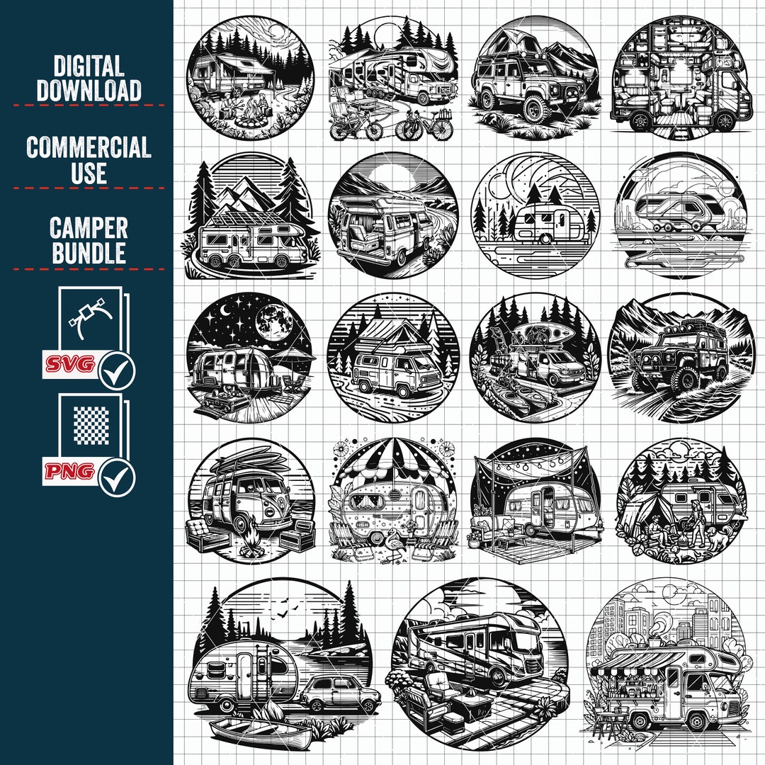 CARAVAN SVG Bundle, Happy Camper Svg, Camper Svg, Car Svg, Camping Svg ...