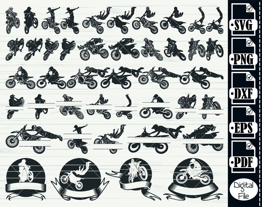 Motocross Rider Svg,3, Dirt Bike Monogram Split, Moto Cross Svg, Motor ...